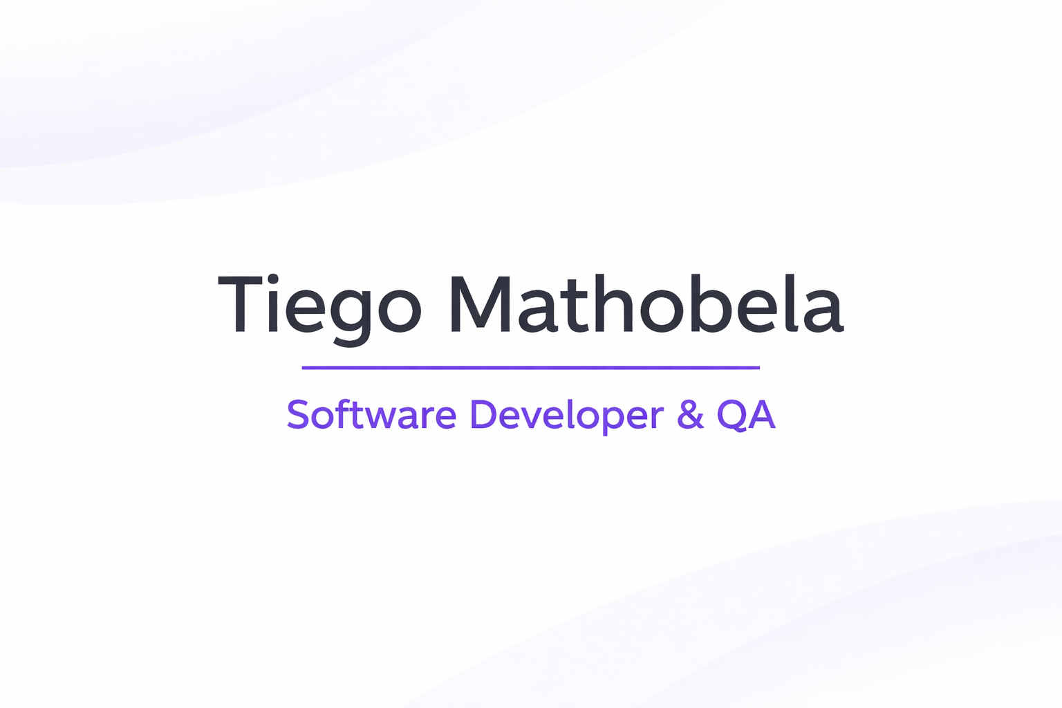 Tiego Mathobela | Software Developer